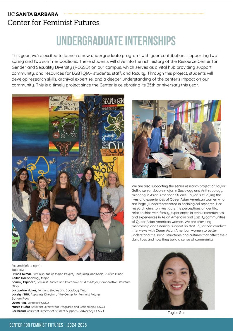 RCSGD Undergraduate Internships featured in 2024-2025 Impact ...